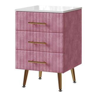 Vicco Table de chevet Velia, Rose, 41x62cm avec 3 tiroirs, Vicco