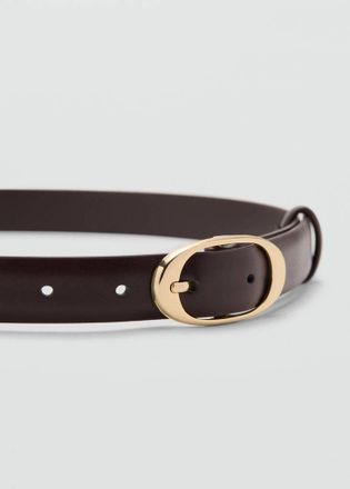 Mango Ceinture boucle ovale chocolat - Femme - XL - MANGO