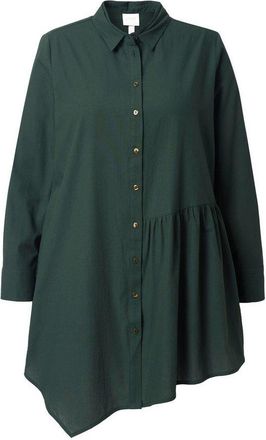 Ulla Popken Longbluse Longbluse Zipfelsaum Stehkragen Langarm