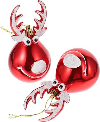 Aboofan Weihnachtskugel Rentier Anh&auml;nger Aus Kunststoff Kreativer Christbaumschmuck Kleiner Roter Baumdekor Festlicher Weihnachtsball Im 2 St&uuml;ck