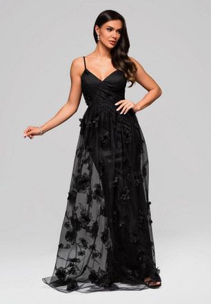 Ombre Abendkleid Romantisches Maxikleid mit 3D-Blumenapplikationen