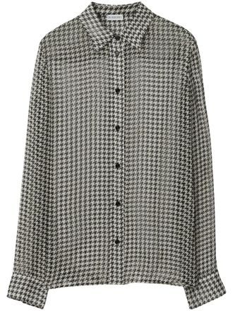 Burberry chemise en soie &agrave; motif pied-de-poule - Noir