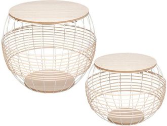 Atmosphera Atmosphera - Tables gigognes Juline blanc D41 50cm cr&eacute;ateur dint&eacute;rieur