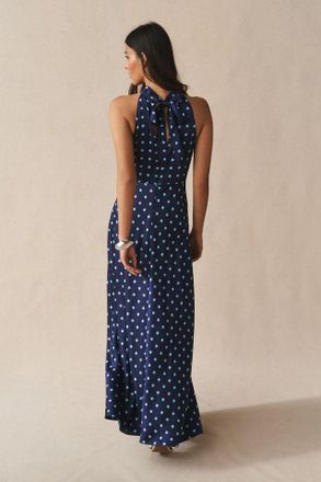 Next Midikleid Neckholder-Midikleid aus strukturiertem Satin (1-tlg)