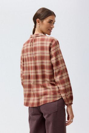 People Wear Organic Langarmbluse braun kariert GOTS zertifiziert