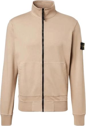 Stone Island Homme, Sweatshirts et sweats &agrave; capuche, Beige, Taille: 3XL Compass Cotton Zip-up SweaT-shirt