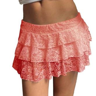 Generic Jupe Courte Simili Cuir Short Tulle Leopard Laine Ete Boutonnée Dentelle Mousseline Jupette Balancoire Charleston Minijupe Country Bretelle Pastel Bre