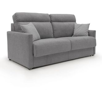 Divani.Store Divani.store - Margot Schlafsofa mit hoher weicher Rückenlehne aus Stoff T02 196 cm (mat. 160x197) grau