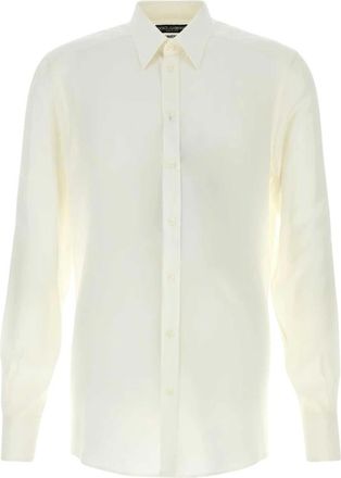 Dolce & Gabbana Homme, Chemises, Blanc, Taille: XL Chemise martini en cr&ecirc;pe de chine de soie