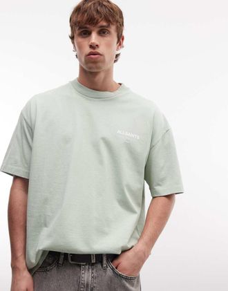 AllSaints Underground - T-Shirt in Hellgr&uuml;n mit Logo und R&uuml;ckenprint