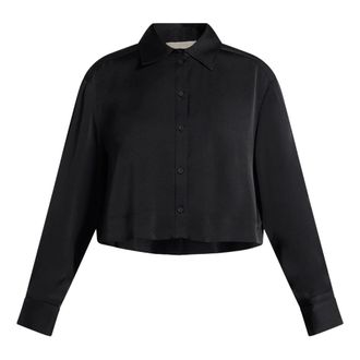 Michael Kors Satin-Cropped-Shirt - - Blouses & Shirts - Damen - Schwarzk - L