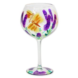 Lesser & Pavey JNS_470605 Weinglas mit Schmetterling-Motiv, handbemalt, Cocktailglas