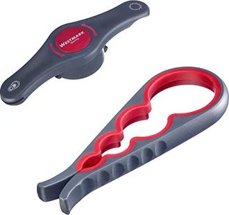 Westmark Set, 2tlg.: 1 Vielzweck-/Deckelöffner + 1 Multi-Öffner, Hochwertiger Kunststoff/Stahl, Moby Dick/Propeller, Anthrazit/Rot, 105122E6