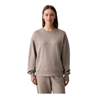 Emporio Armani SweaT-shirt &agrave; col rond en m&eacute;lange de coton Visibility - Femme - Sweatshirts et sweats &agrave; capuche - Brun - Taille: 44 FR