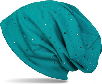 styleBREAKER M&uuml;tze Beanie mit Strass Nieten Applikation