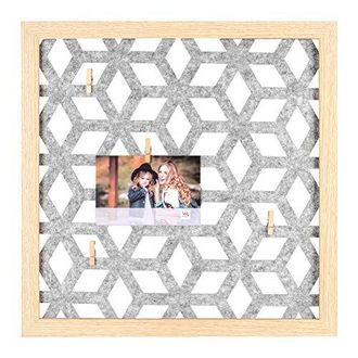 Walther Design Bilderrahmen natur Holz Memoboard mit 3 Clips 40 x 40 cm YI440H