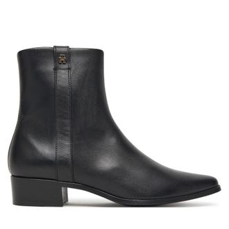 Tommy Hilfiger Stiefeletten Tommy Hilfiger Th Leather Pointy Zip Bootie FW0FW08980 Schwarz