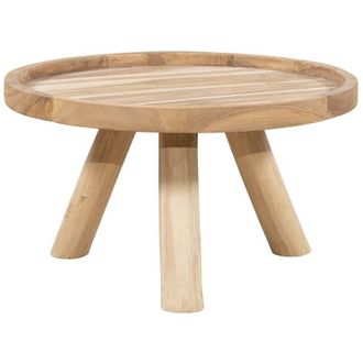 Vente-Unique Table basse de jardin ronde en teck D.55 cm- Naturel clair - TULUM de MYLIA