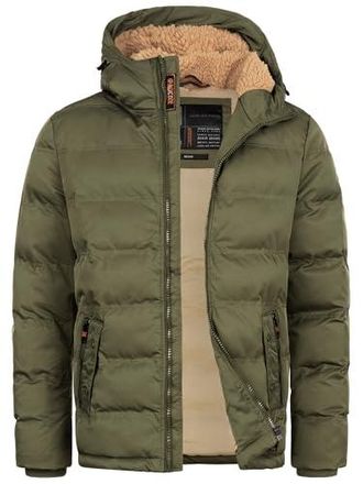 Indicode Hommes Nemos Quilted Jacket | Veste matelass&eacute;e &agrave; capuche Army S