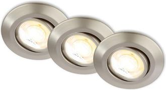 Briloner 3er Set LED Einbaustrahler 230V Gehäuse 50% recycelt, Schwenkbar, Ra90, Farbtemperaturwechsel, LED Spot, flach, Deckenspots, Einbauleuchten, 68mm, 90x