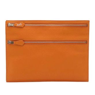 Herm&egrave;s Sac pochette Pre-owned - Femme - Pre-owned - Orange - Taille: ONE Size