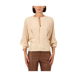 Semicouture Cremefarbene Crepe de Chine Bluse - - Blouses & Shirts - Damen - Beige - XL