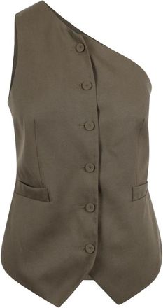 Federica Tosi Femme, Vestes, Vert, Taille: 38 FR Veste en toile &agrave; une &eacute;paule