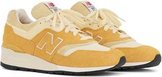 New Balance Unisexe Made in USA 997 en Orange/Beige/Blanc, Su&egrave;de/Mesh, Taille 40.5 Large