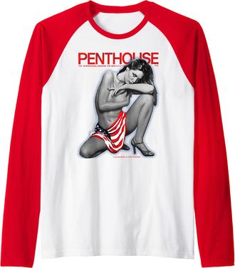 Penthouse Magazine 1977 Aug Beauty Pinup Girl Retro 70er Jahre Flagge Raglan