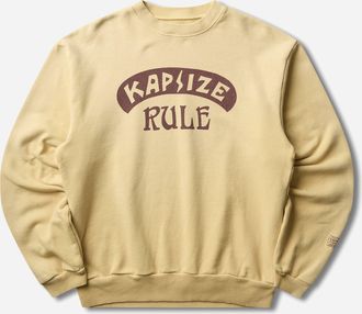 KAPITAL Men s SWT Knit Crewneck Sweatshirt (Kapsize Rule) Light Yellow