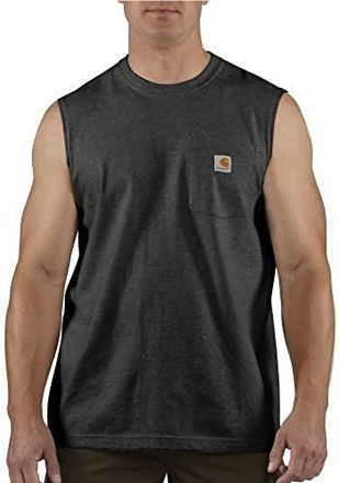 Carhartt Work in Progress Mens Big & Tall Workwear Pocket Sleeveless Midweight T-Shirt Relaxed Fit,Black,XXXX-Large