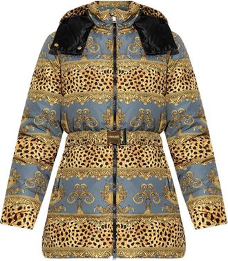 Versace Steppjacke mit Duvet Stripes-Print - Gold