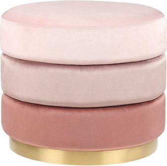 Beliani Beliani - Pouf en Velours Rose Assise Suppl&eacute;mentaire de Salon Repose-Pieds Glamour Louin