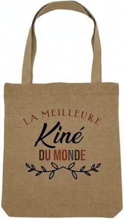Fabulous Sac Shopping Tote Bag Aspect Lin - La Meilleure Kin&eacute; du Monde Medecin Sport - Sac de Courses Toile Epaisse 360g Beige Naturel Cabas Port&eacute; Epaule Solid