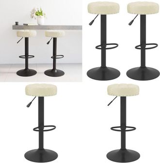 vidaXL Barhocker 2 Stk. Creme Samt - Samt Sessel - Barhocker - Creme Farbe - Drehbare Barhocker - Gaslift Stuhl - Home & Living