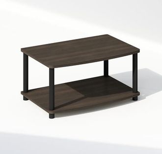 Furinno Turn-N-Tube 2-stöckiges multifunktionales Druckerregal mit Ablagefläche, Dunkelbraun/Schwarz