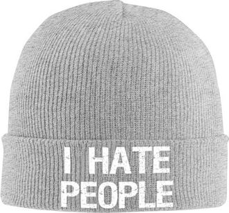 Generic Je D&eacute;teste Les Gens Unisex Watch Cap Coupe-Vent Bonnets Hiver Chaud Bonnet De Trawler pour Jogging Randonn&eacute;e Casque Moto