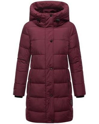 Marikoo Karumikoo Manteau dhiver chaud matelass&eacute; long avec capuche et col haut pour femme, vin, 3XL