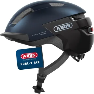 ABUS Fahrradhelm Purl-Y ACE mit LED-Licht - geeignet Fahrten auf E-Bike und S-Pedelec - Trendiger NTA-Schutzhelm f&uuml;r Erwachsene und Jugendliche - Blau, Gr&ouml;