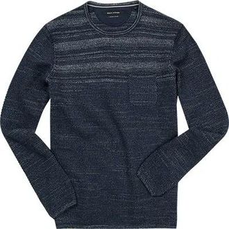 Marc O'Polo Herren Pullover blau Baumwolle unifarben