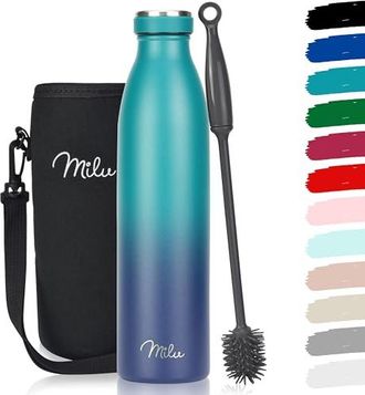 Milu Bouteille deau en Acier Inoxydable - Double paroi isol&eacute;e sous vide - Bouche Standard Gourde - 350ml 500ml / 750ml / 1000ml/ 1.5l - sans BPA - Thermo G