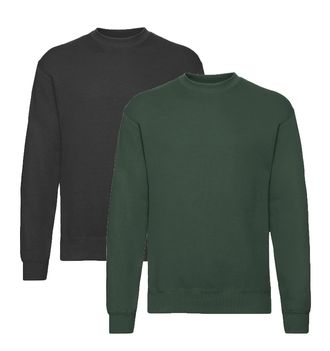 Fruit Of The Loom Herren 62-202-0 Set-IN Sweatshirts 1er/2er - 1Schwarz/1Flaschengruen + 1 HLKauf-Notizblock - Größe: 3XL