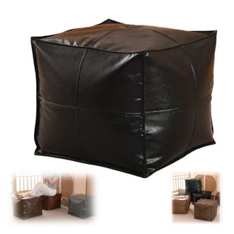 Generic F&uuml;llbare Kissentasche, Ungef&uuml;llter Kissenpouf, PU, Aufbewahrungsl&ouml;sung, wasserdichte Fu&szlig;st&uuml;tze for Wohnzimmer und Schlafzimmer-45x45x40cm(Black Sugar)