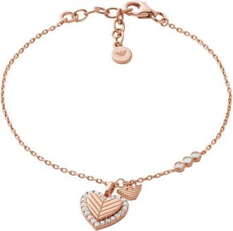 Emporio Armani Damenarmband aus Sterlingsilber mit Karabiner- oder Schieberverschluss, Pfirsichrosa