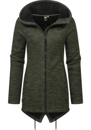Ragwear Kapuzenstrickjacke Wingi Melange Sportliche Kapuzenjacke mit Teddy-Kunstfell