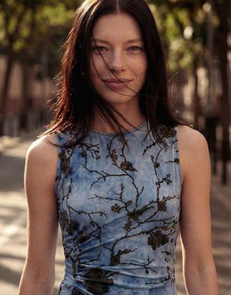 Desigual Robe mi-longue floqu&eacute;e - Bleu