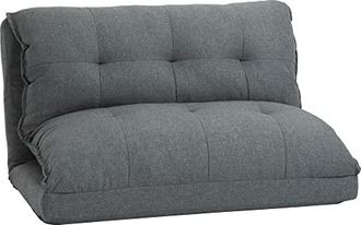 HOMCOM Fauteuil de Sol Paresseux chauffeuse Fauteuil Convertible Fauteuil Salon - Matelas dappoint - Inclinaison Dossier r&eacute;glable 13 Positions - Tissu Lin Gr