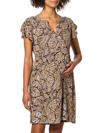 Esprit Damen Dress WVN Nursing ss AOP Kleid, Black Ink-003, 44