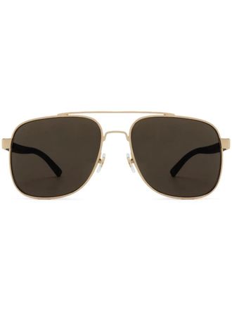 Gucci lunettes de soleil &agrave; monture aviateur - Or