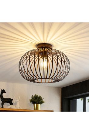 Novel Deckenleuchte Filton, Braun, Metall, Uni,Uni, rund,rund, 25.6 cm, RoHS, CE, Lampen & Leuchten, Innenbeleuchtung, Leuchten nach R&auml;umen, Esstischlampen